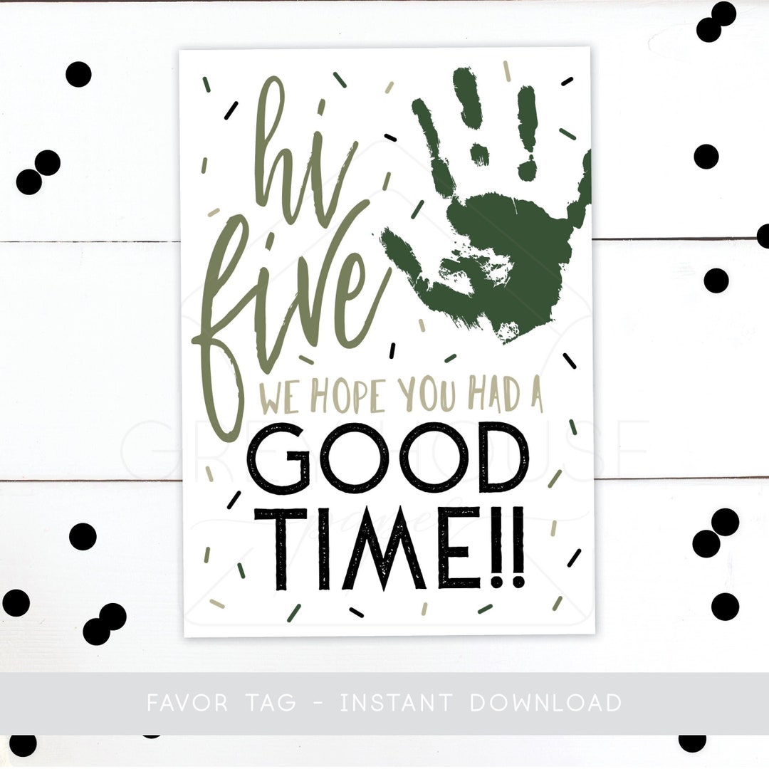 Hi Five Favor Tag · Thank You Tags · High Five Party Tags · Birthday ...