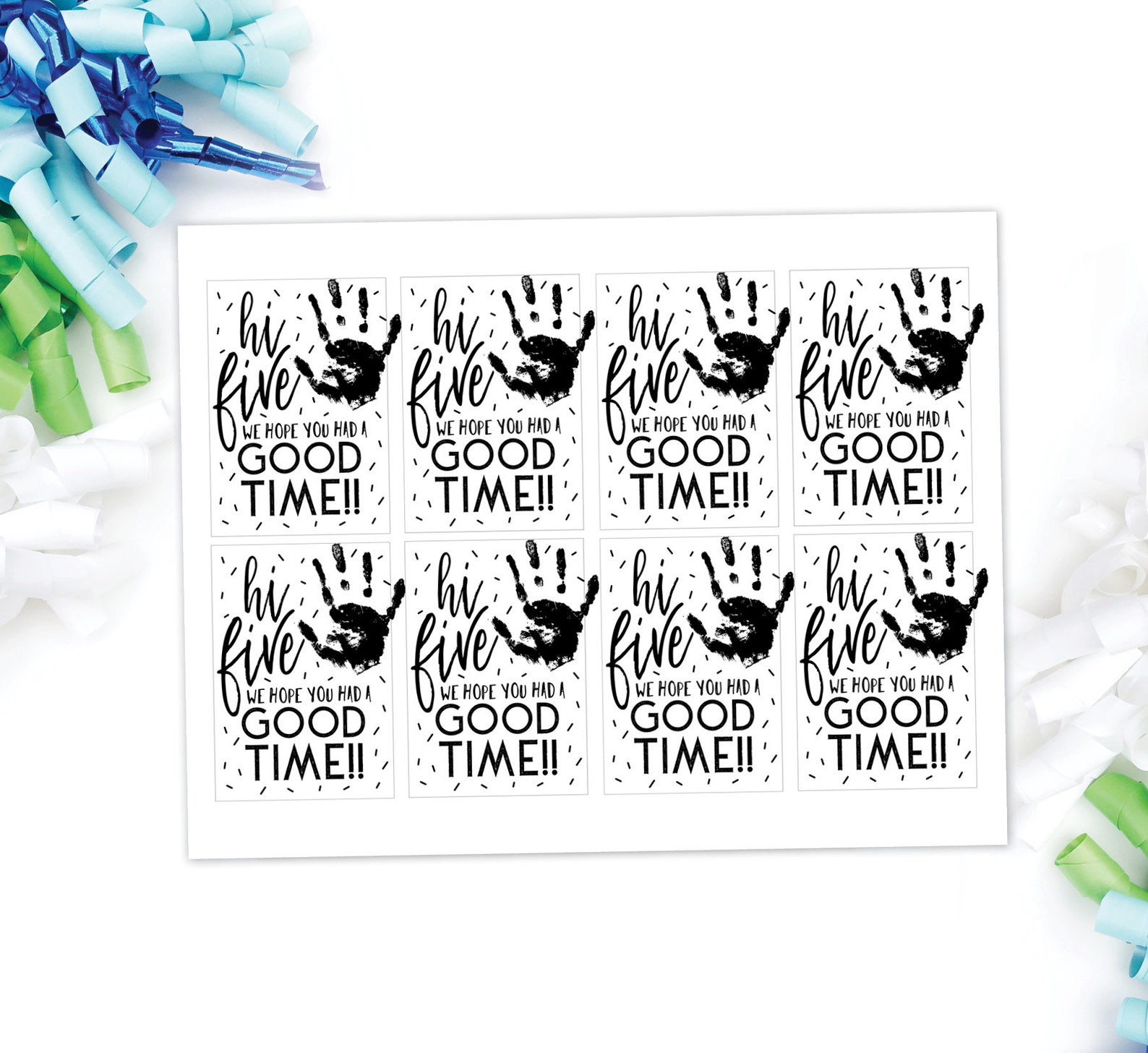 Hi Five Favor Tag Thank You Tags High Five Party Tags | Etsy