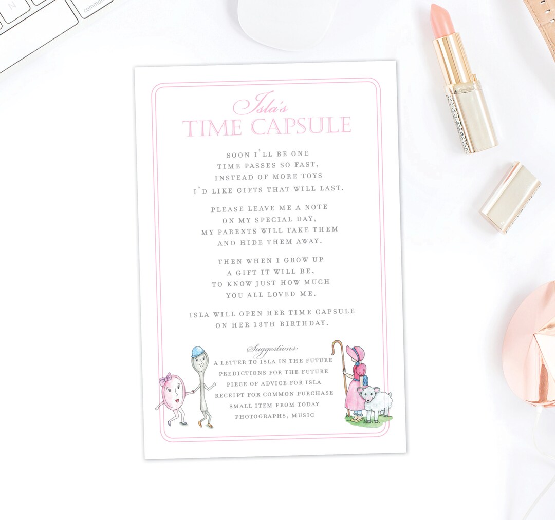 Time Capsule Birthday Invitation Insert Card · First Birthday ...