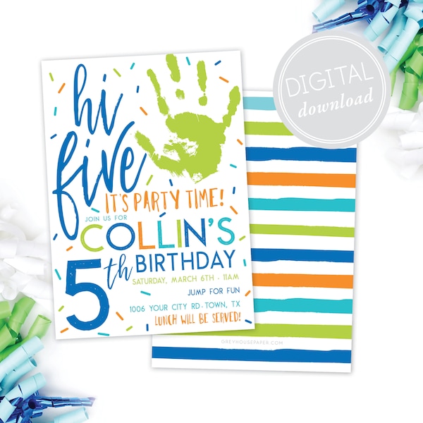 Hi 5 5th Birthday Invite - Etsy