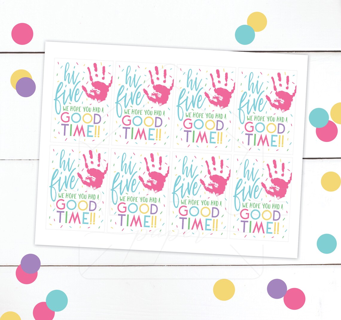 Hi Five Favor Tag Thank You Tags High Five Party Tags - Etsy