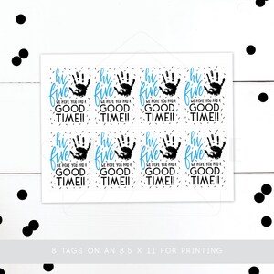 Hi Five Favor Tag · Thank You Tags · High Five Party Tags · Black ...