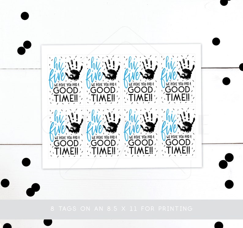 Hi Five Favor Tag Thank You Tags High Five Party Tags - Etsy