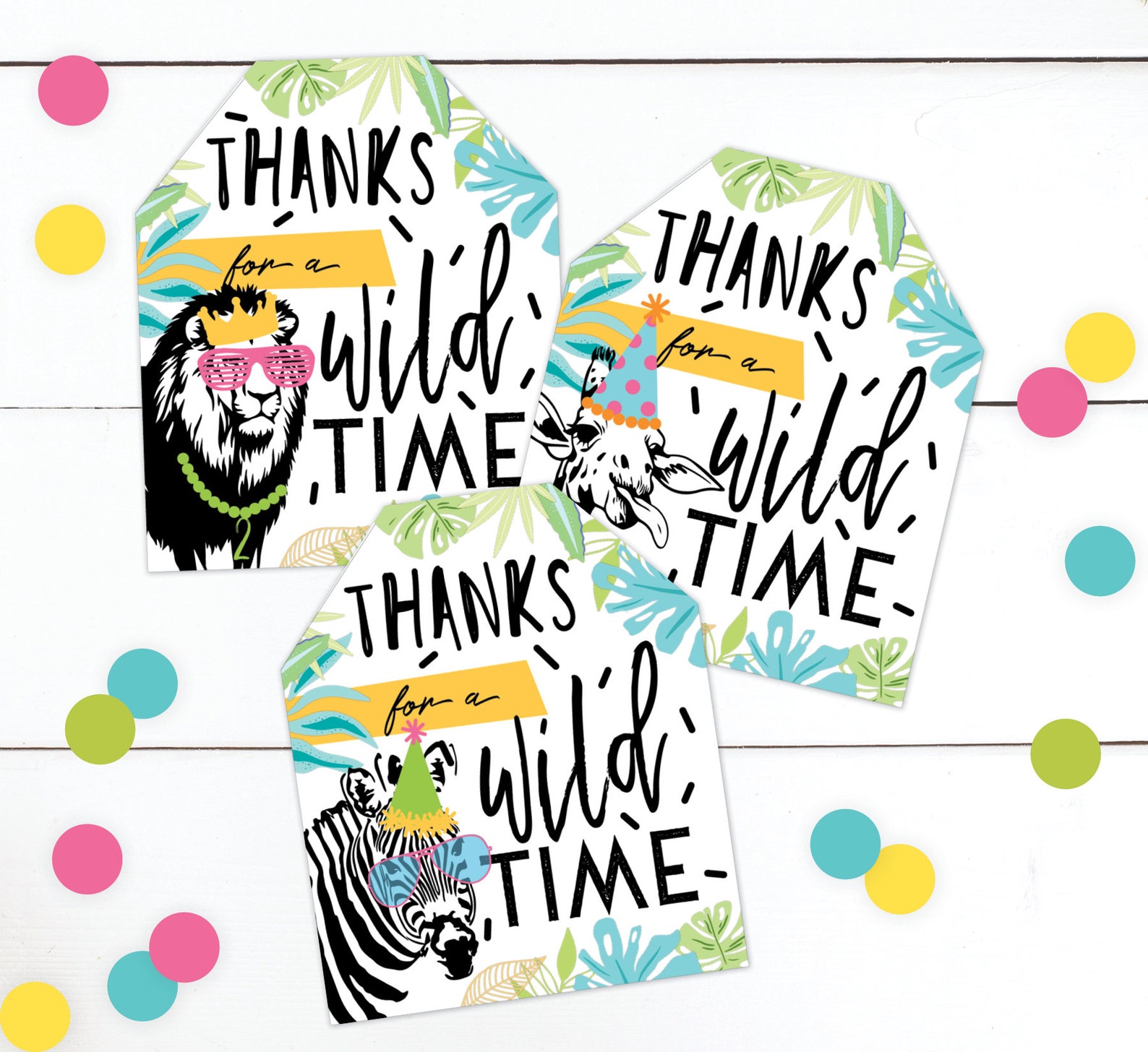 Party Animal Birthday Favor Tags Party Printables Jungle | Etsy