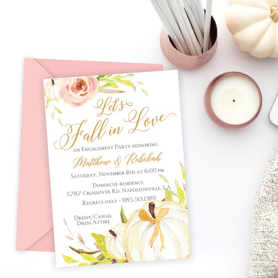 Fall in Love Engagement Party Invitation Bridal Shower | Etsy