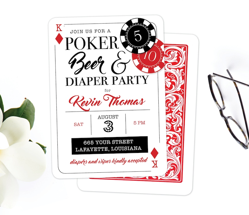 Daddy Diaper Shower · Poker Party · Dad Baby Shower Invitation ...