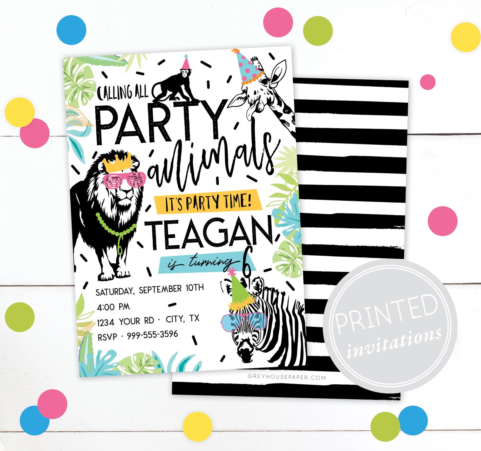 Calling All Party Animals Birthday Invitation · Party Animal Invite ...