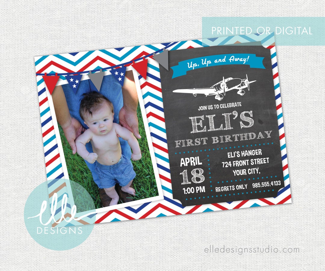 Airplane Party Invite Airplane Party Photo Invitation - Etsy