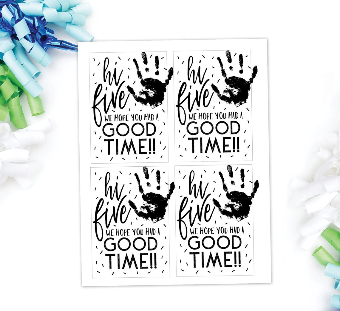 Hi Five Favor Tag Thank You Tags High Five Party Tags | Etsy