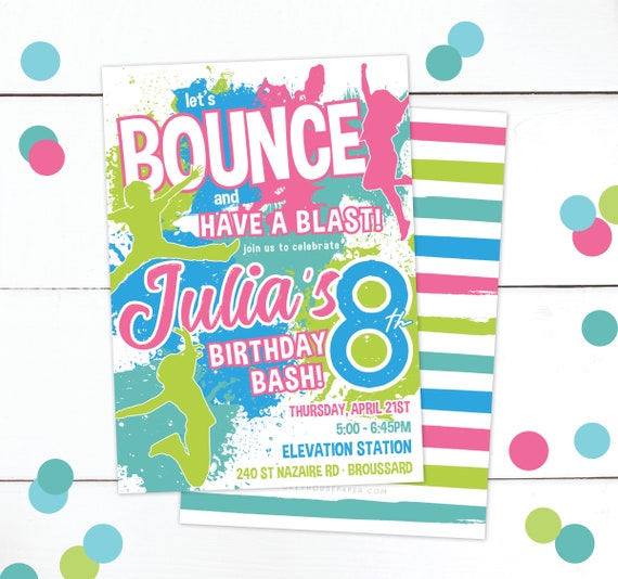 Bounce Birthday Bash Invitation Modern Party Jump Invite - Etsy