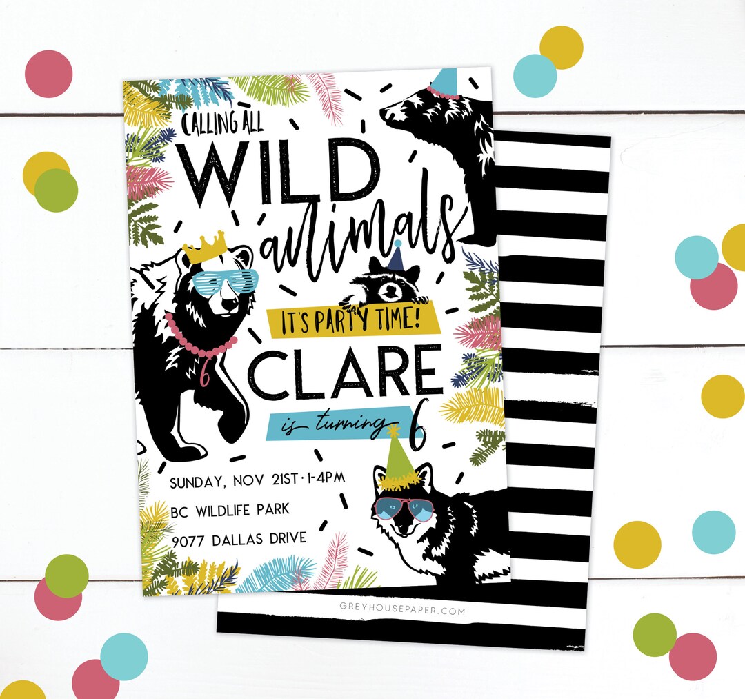 Calling All Wild Animals Birthday Invitation · Party Animal Invite ...