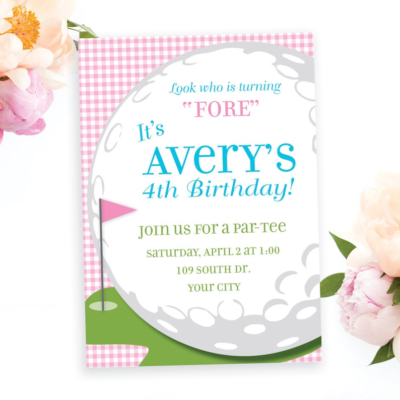 Golf Invite Golf Party Fore Invitation Printed Cards or | Etsy