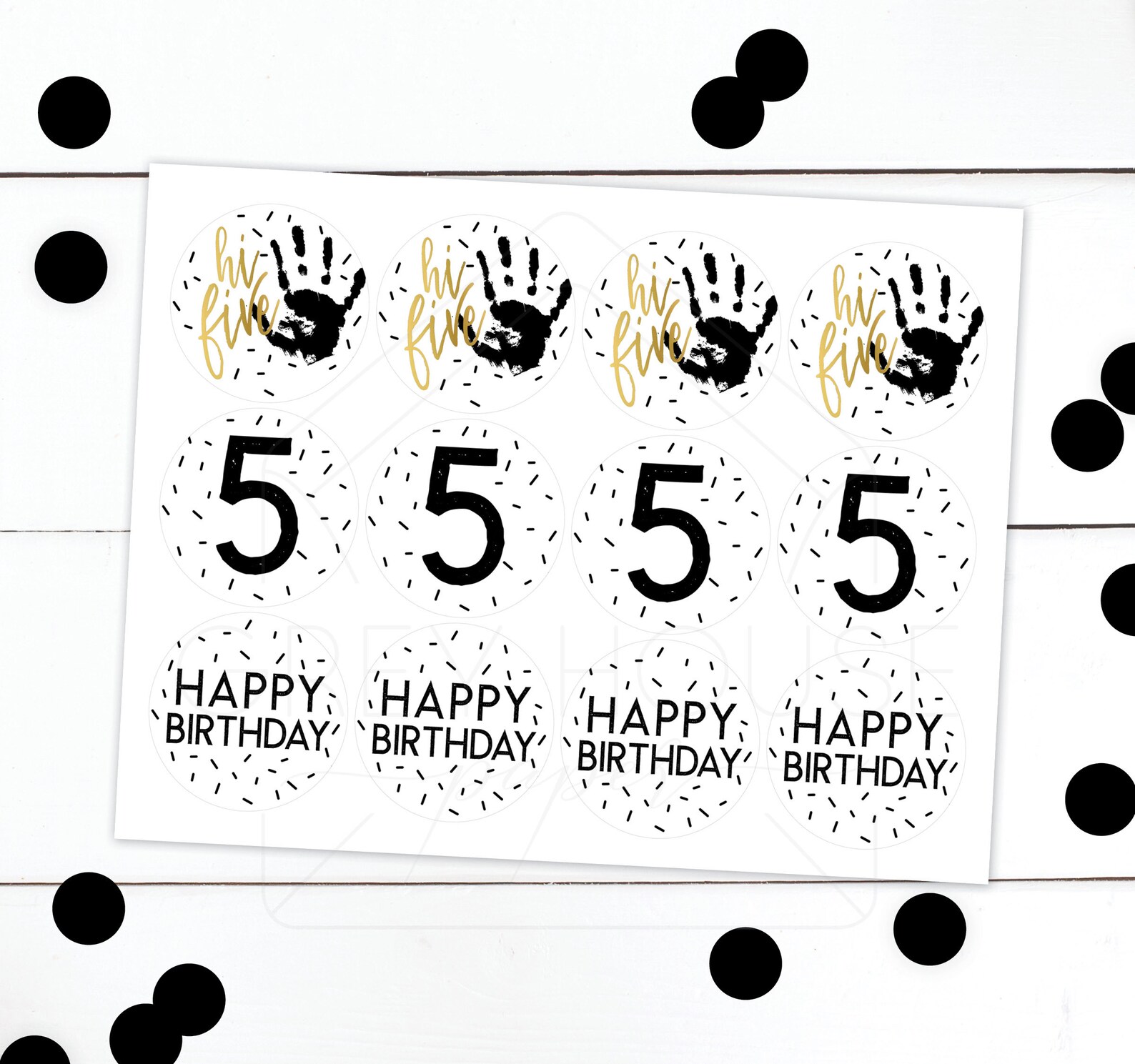 Hi Five Birthday Party Cupcake Toppers Party Printables - Etsy