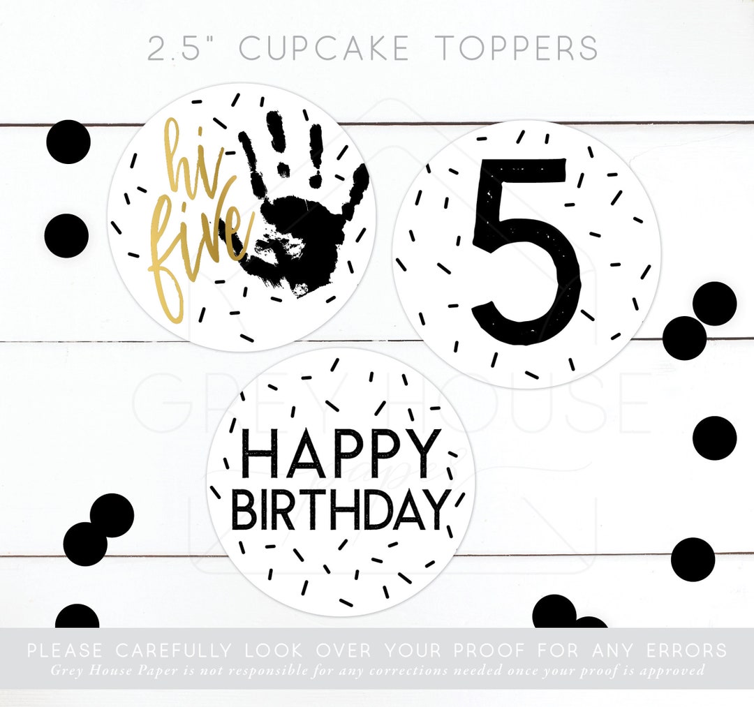 Hi Five Birthday Party Cupcake Toppers · Party Printables · 5th ...