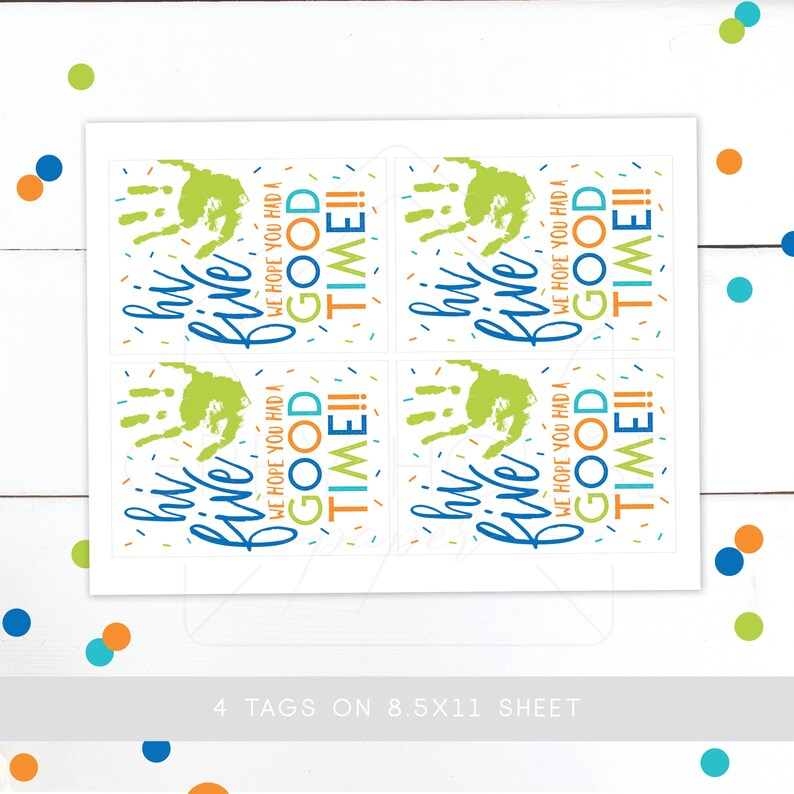 Hi Five Favor Tag · Thank You Tags · High Five Party Tags · Birthday ...