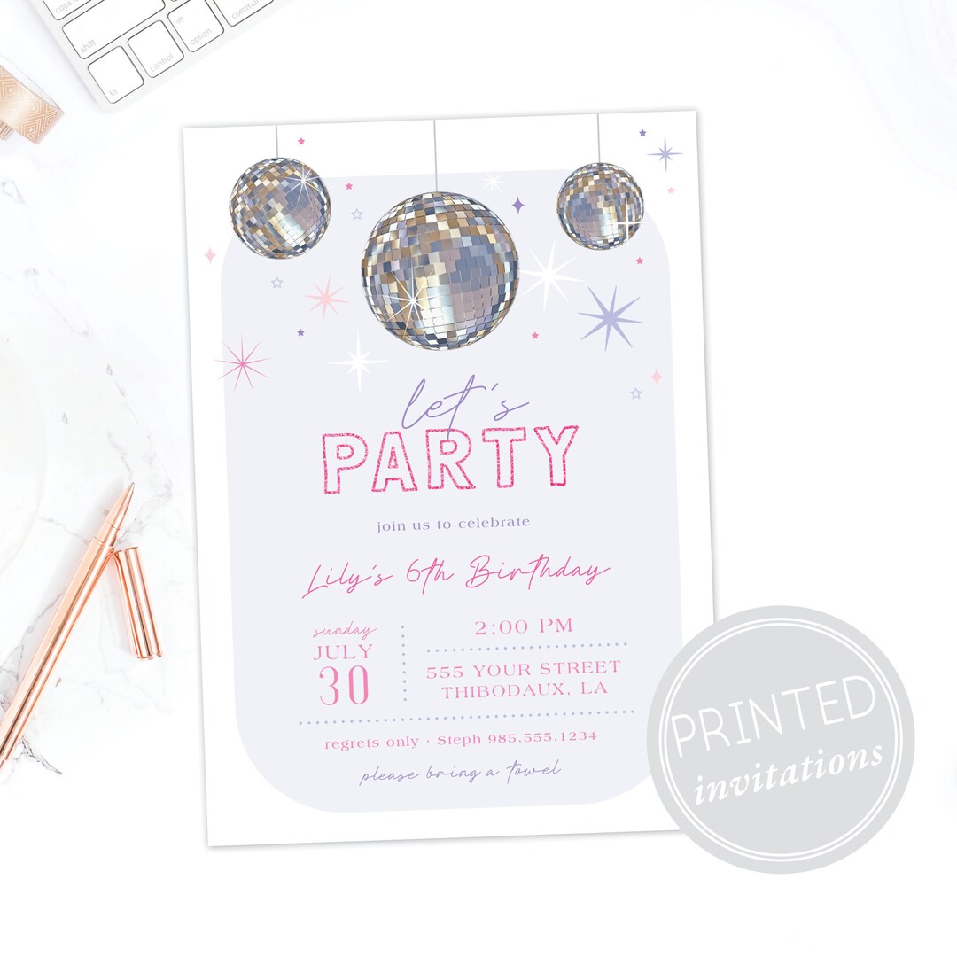 Disco Birthday Invitation · Groovy Party · Disco Ball Invite · Pastel ...