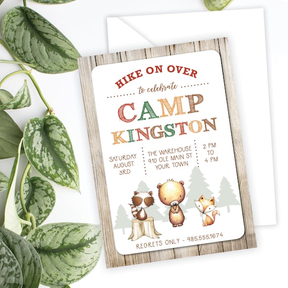 Camping Birthday Invitation Woodland Birthday Invitation | Etsy