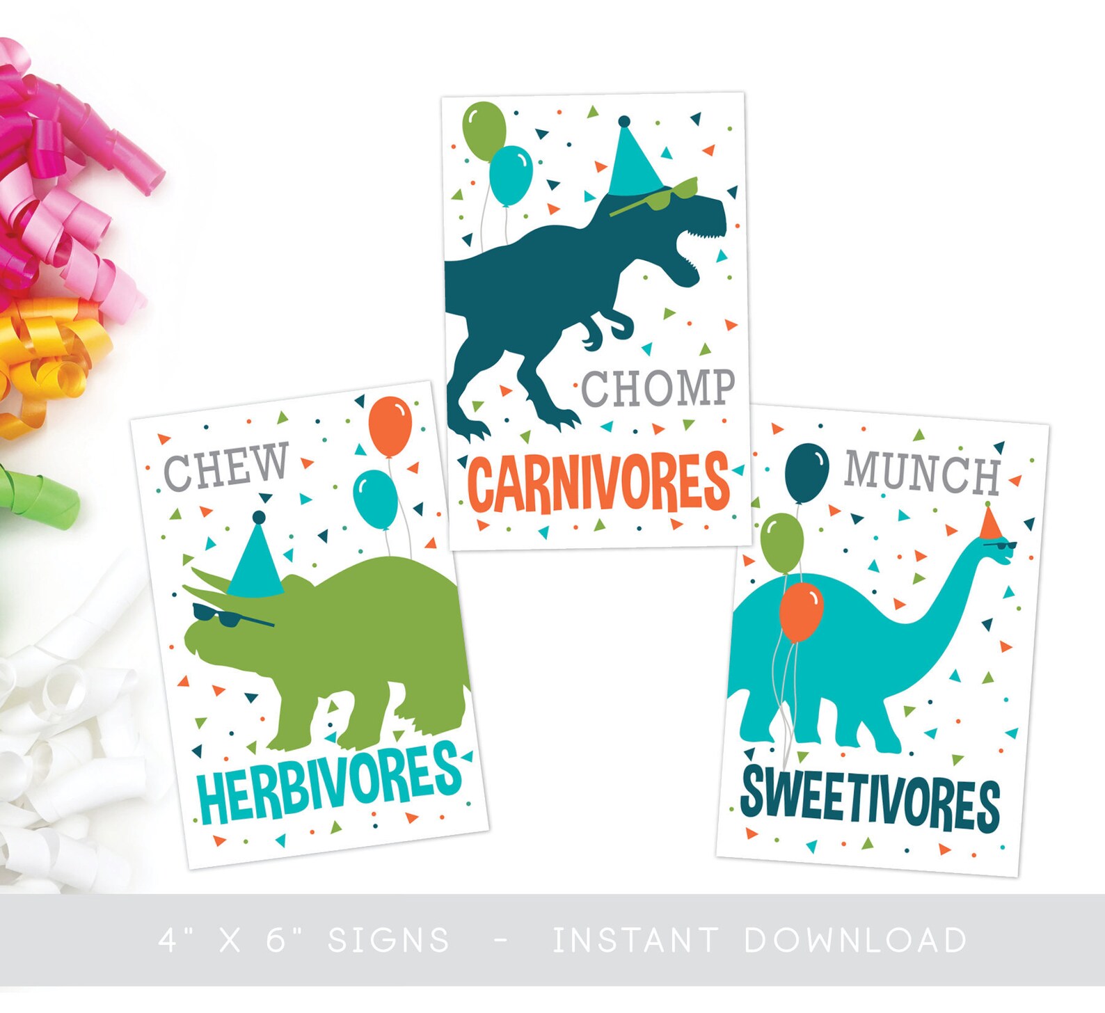 Dino Party Food Signs Dinosaur Party Modern Dinosaur Boy - Etsy