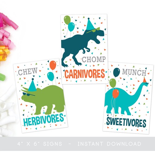 Dinosaur Party Signs Herbivore Sign Dinosaur Dig Birthday - Etsy