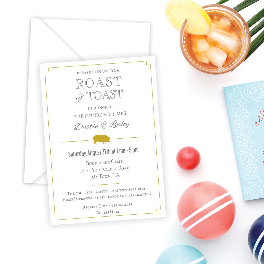 Pig Roast Engagement Party Invitation · Roast & Toast · Couples Shower ...