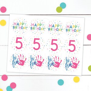 Hi Five Birthday Party Cupcake Toppers · Party Printables · 5th ...