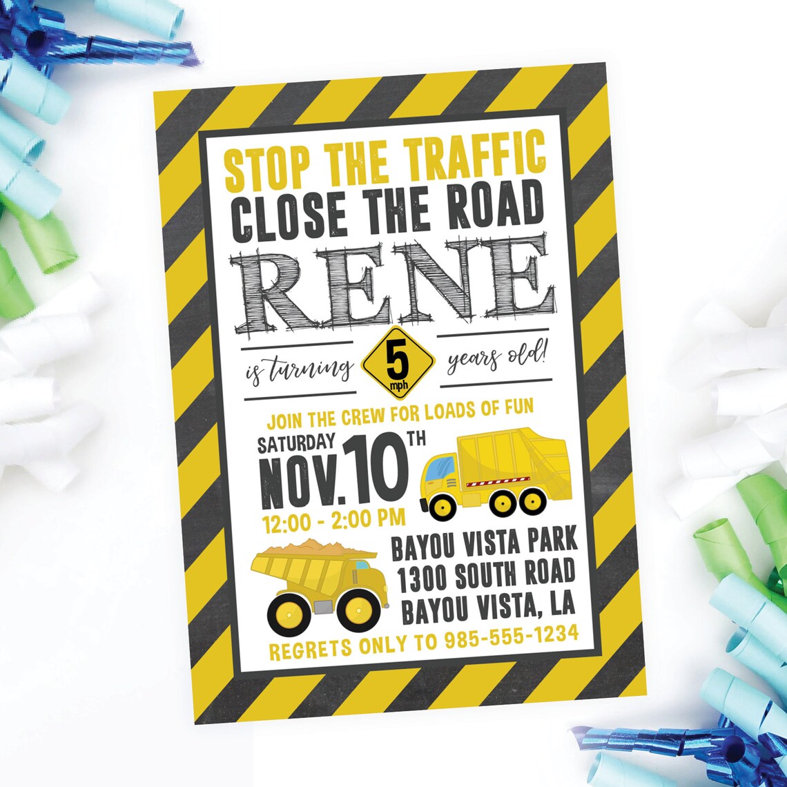 Construction Birthday Invitation Truck Party Little Digger | Etsy