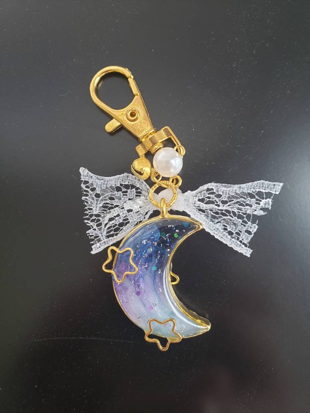Resin Moon and Stars Keychain, Bag Decoration, Purse Charm, Bag Charm ...