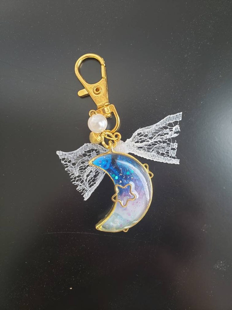 Resin Moon and Stars Keychain Bag Decoration Purse Charm - Etsy
