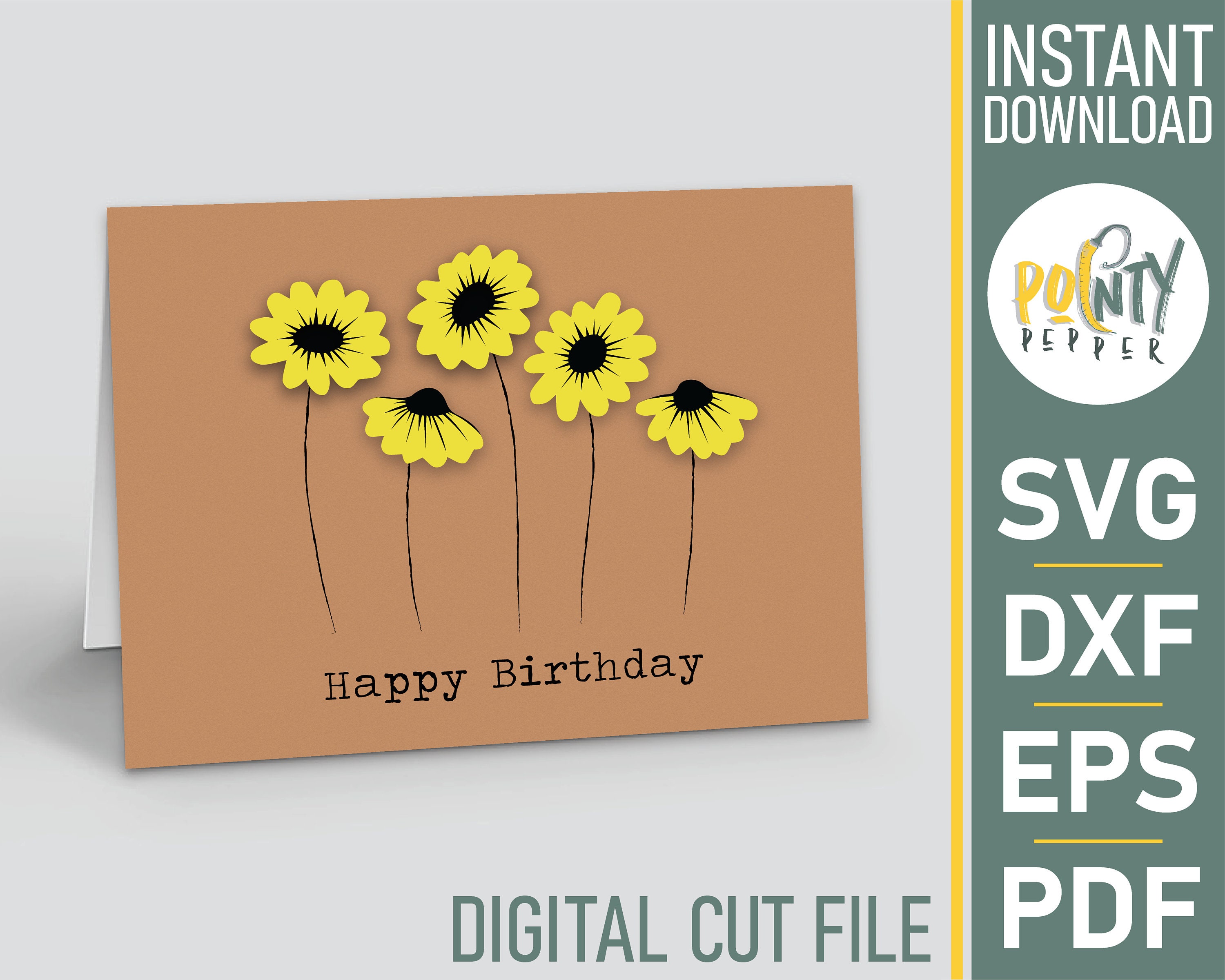 Simple Birthday Card and Envelope Template | Papercut SVG Card Cut File ...