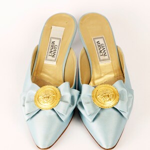 Vintage VERSACE Iconic Powder Blue Medusa Mule - Etsy