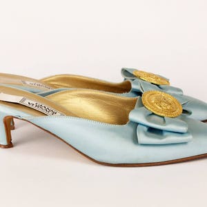 Vintage VERSACE Iconic Powder Blue Medusa Mule - Etsy