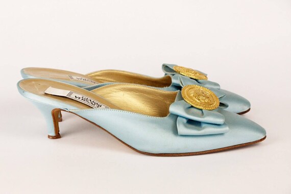 Vintage VERSACE Iconic Powder Blue Medusa Mule - Gem
