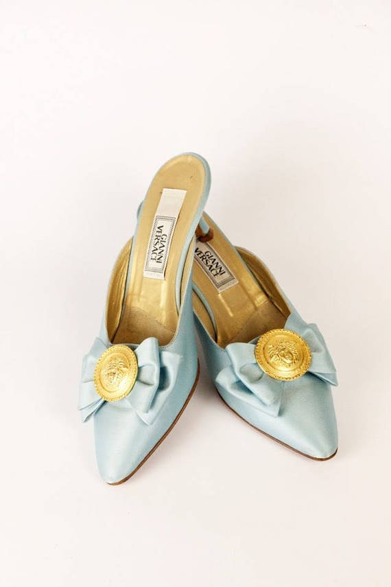 Vintage VERSACE Iconic Powder Blue Medusa Mule - Gem