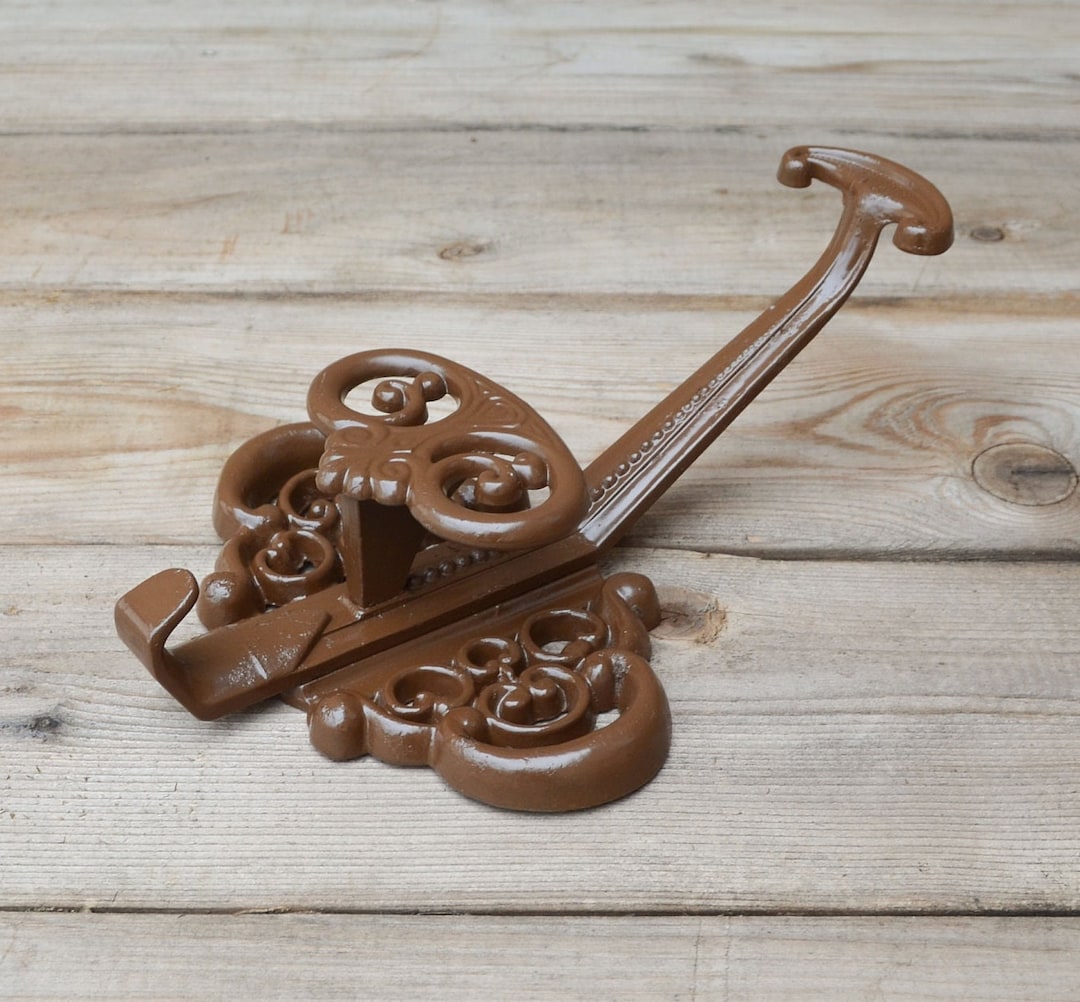 Large Ornate Victorian Metal Wall Coat Hook Hat Rack, Vintage Baroque ...