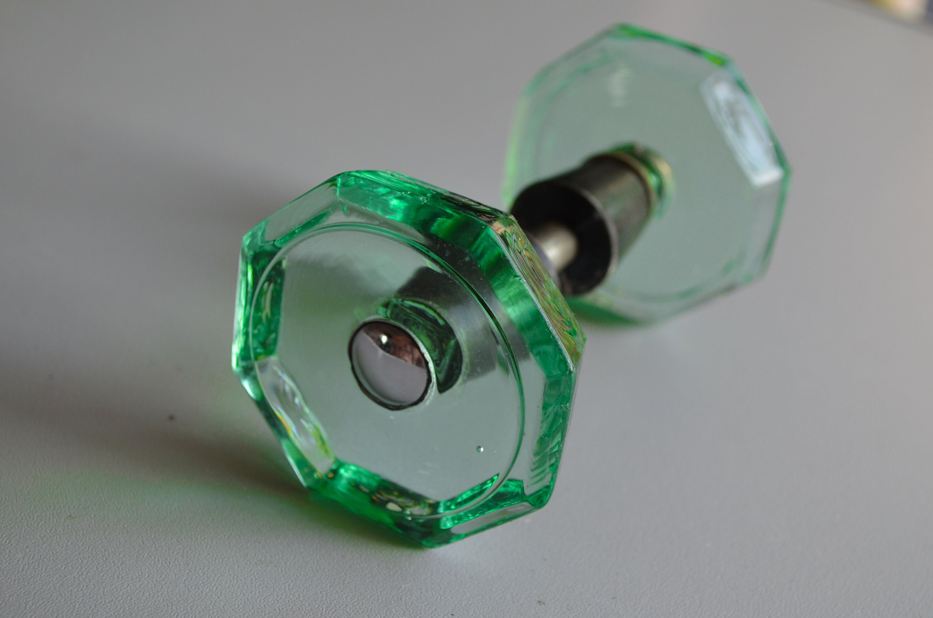 Vintage Green Glass Door Knob Handle Pair сlear Crystal Door Etsy