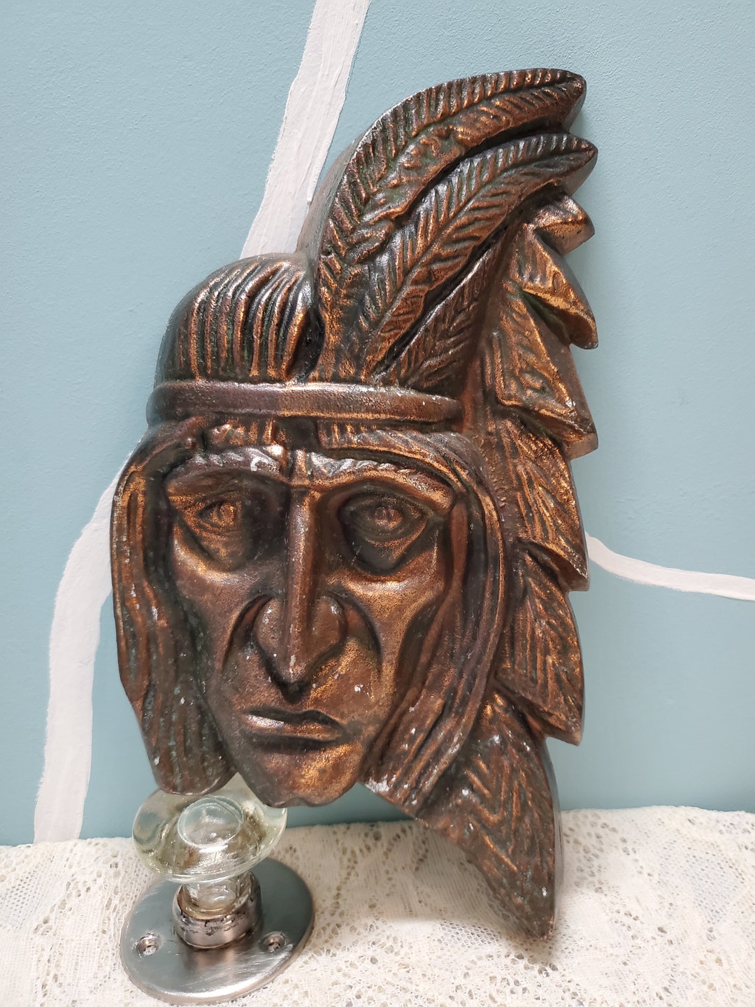 Native American Bas-relief Decorative Brass Face Mask Indian Chief ...
