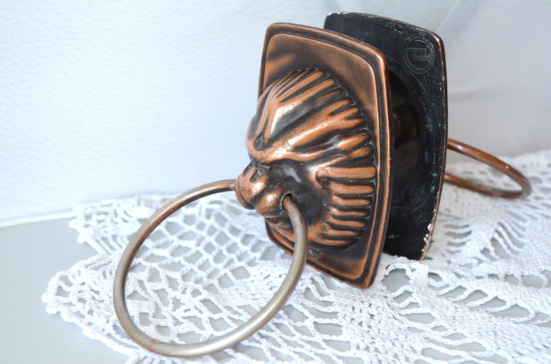 Vintage Brass Lion Head Ring Door Handle, Knocker Mortice Knob Entry ...