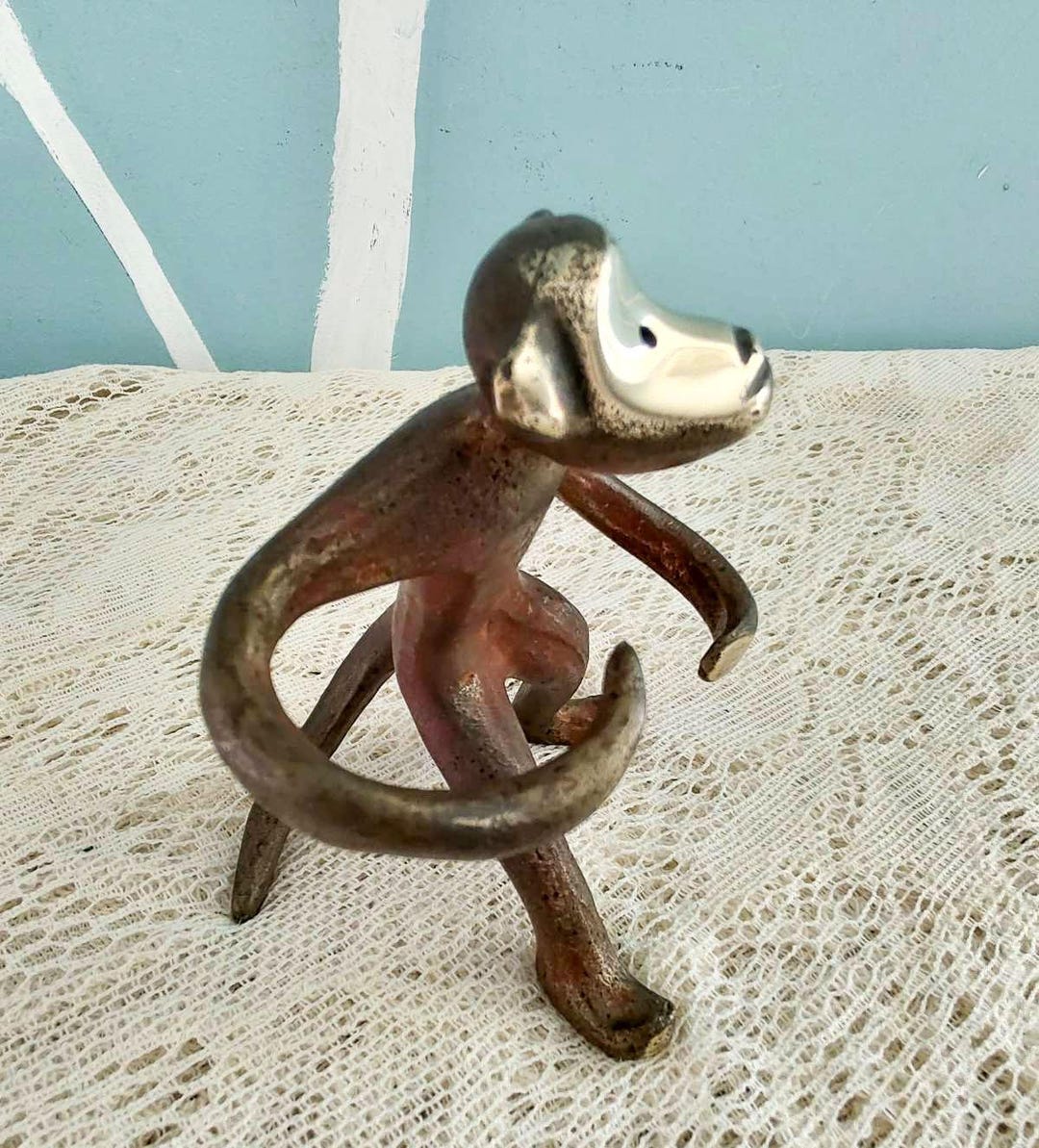 Bronze Monkey Figurine Ring Holder, Walter Bosse Design Mid Century ...