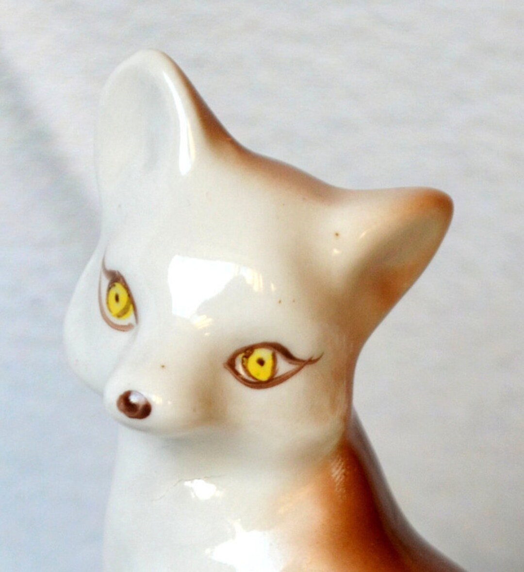 Vintage Fox Figurine Ceramic Statue Spirit Woodland Animal Desk Decor ...