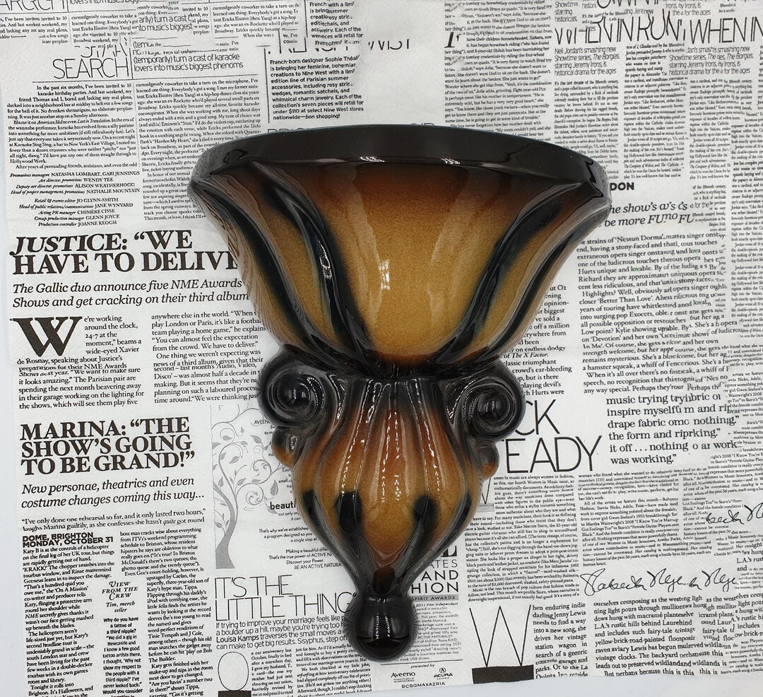 Ceramic Wall Pot Planter Pocket Brown Black, Hanging Vase Flower ...