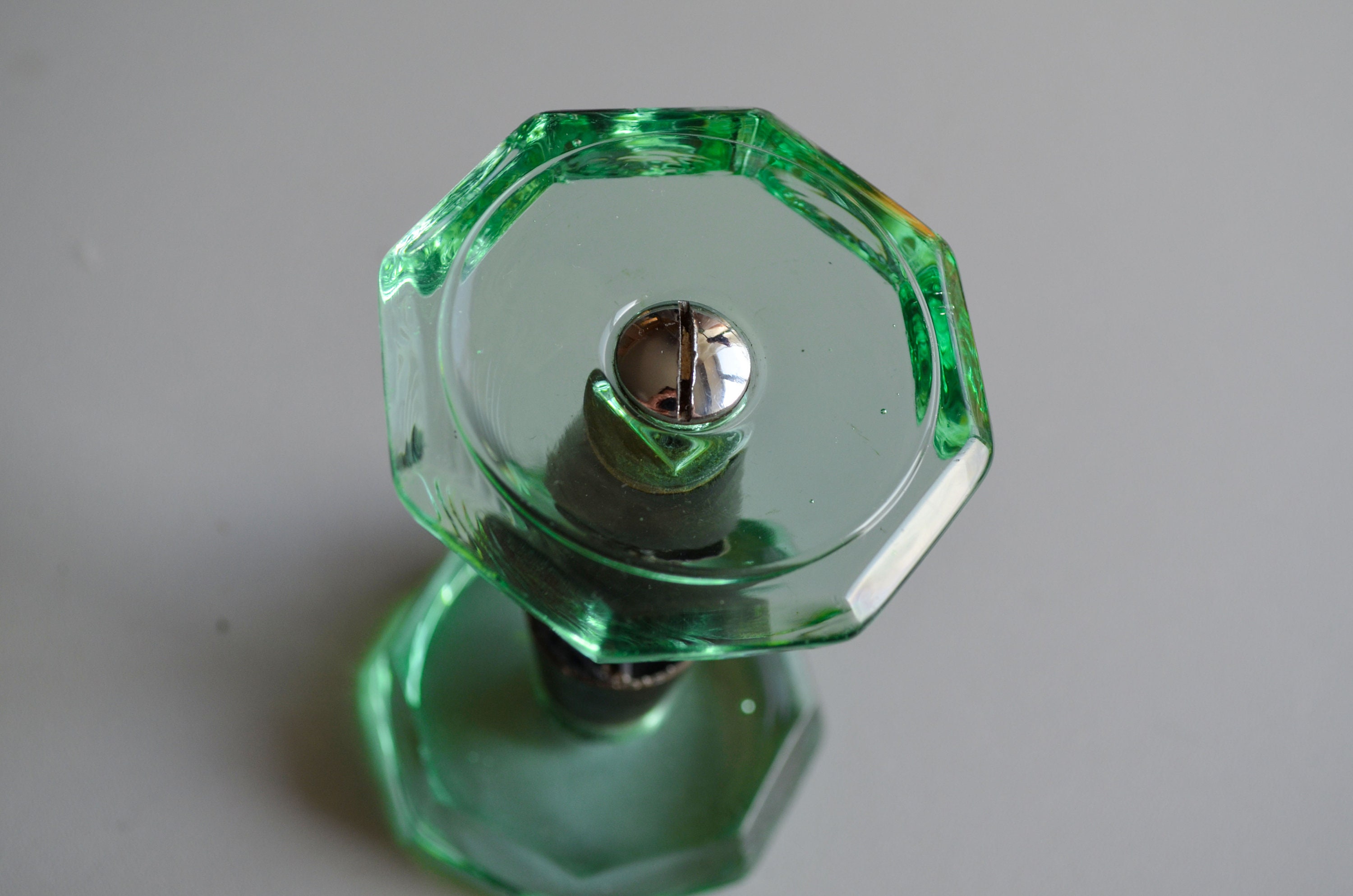 Vintage Green Glass Door Knob Handle Pair сlear Crystal Door Etsy
