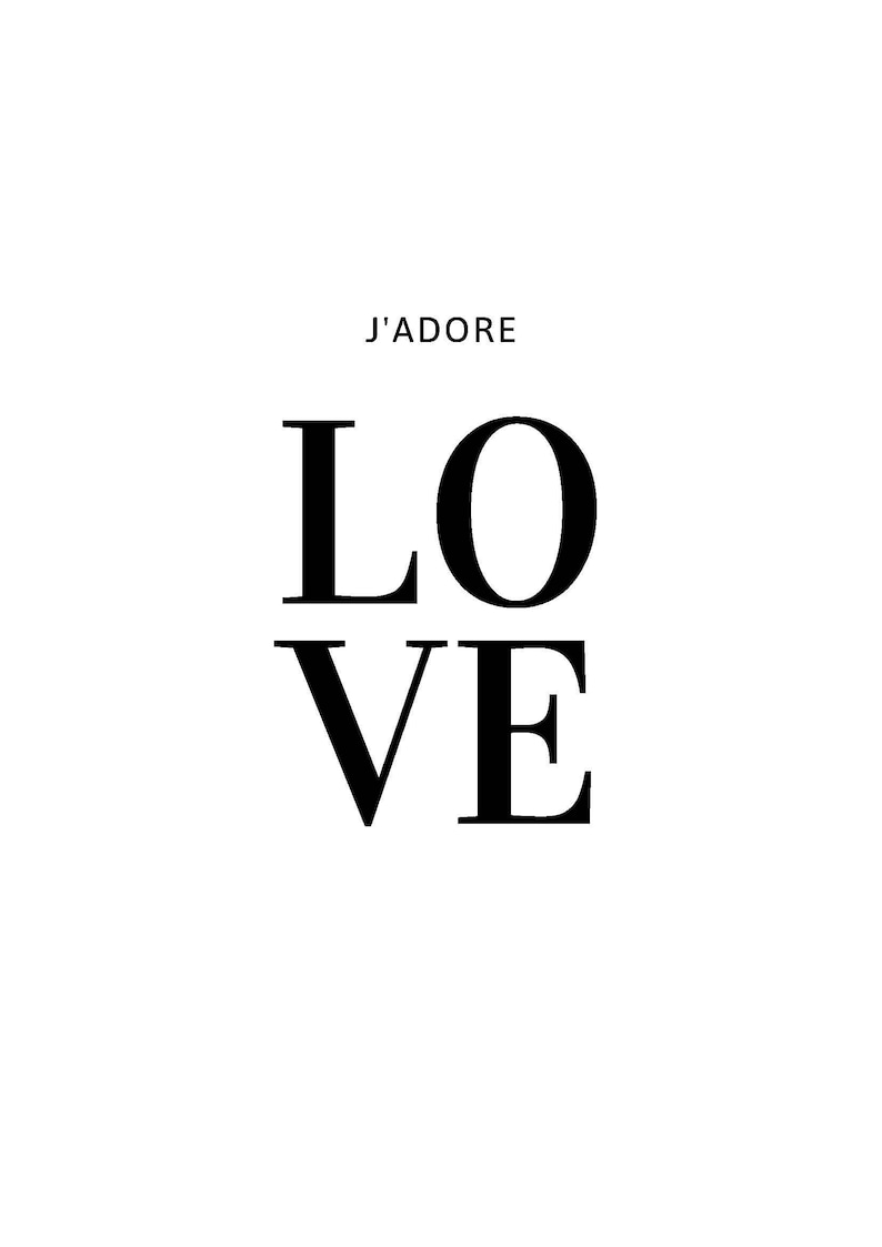 J'adore Love, Printable Poster, Bold, Decor, Wall Decor, Black and ...