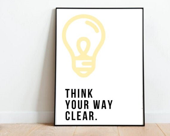 Poster Light Think Motivate Printable Art Motivational | Etsy