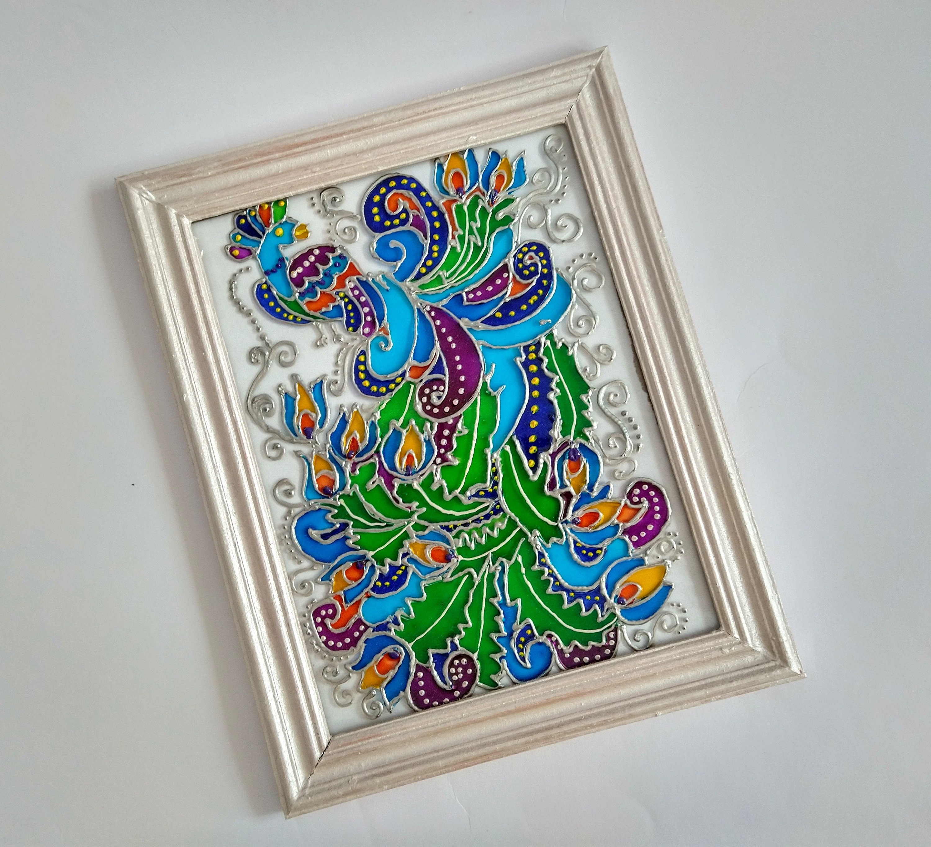Peacock Painting On Glass