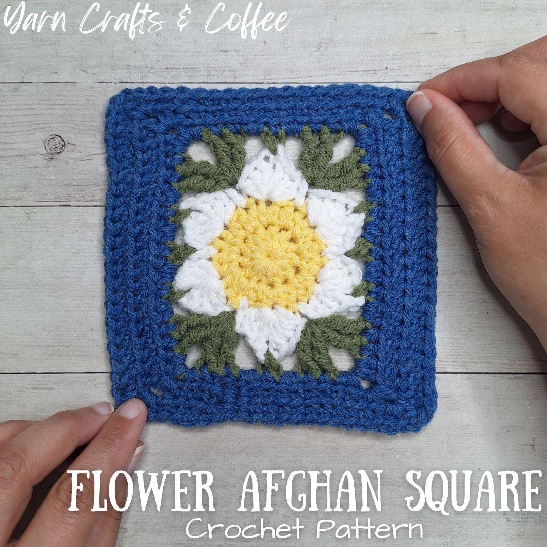 Flower Granny Square Crochet Pattern, Flower Afghan Square Crochet ...
