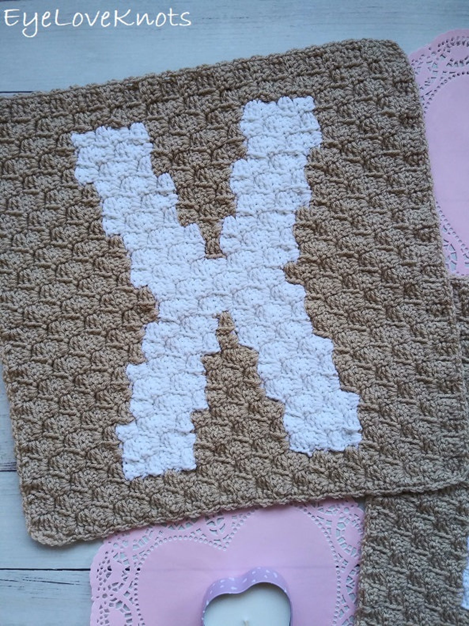 C2C Crochet Pattern, 18" C2C Alphabet Square, 18" Afghan Square ...