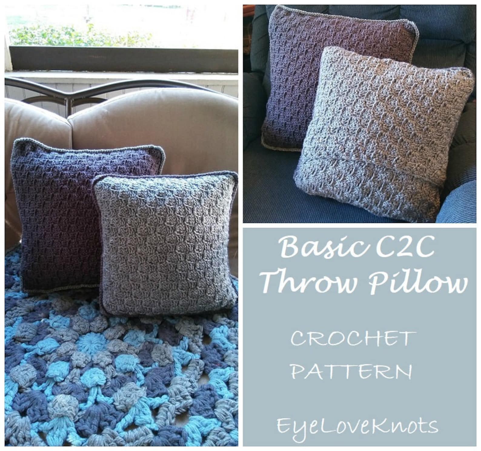 CROCHET PATTERN - Basic C2C Throw Pillow, Pillow Crochet Pattern, Basic ...