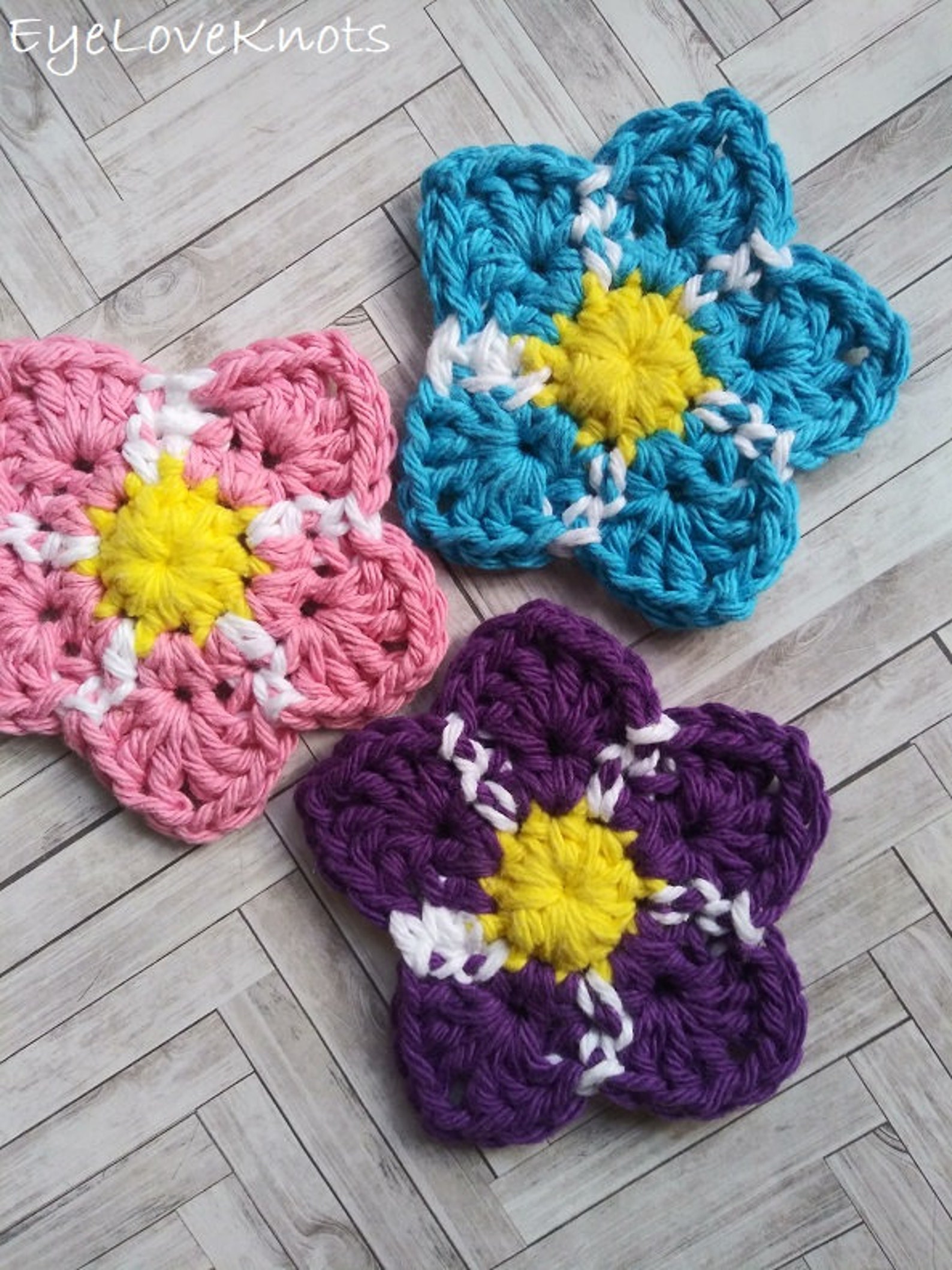 Flower Crochet Pattern Forget Me Not Applique Spring Crochet | Etsy