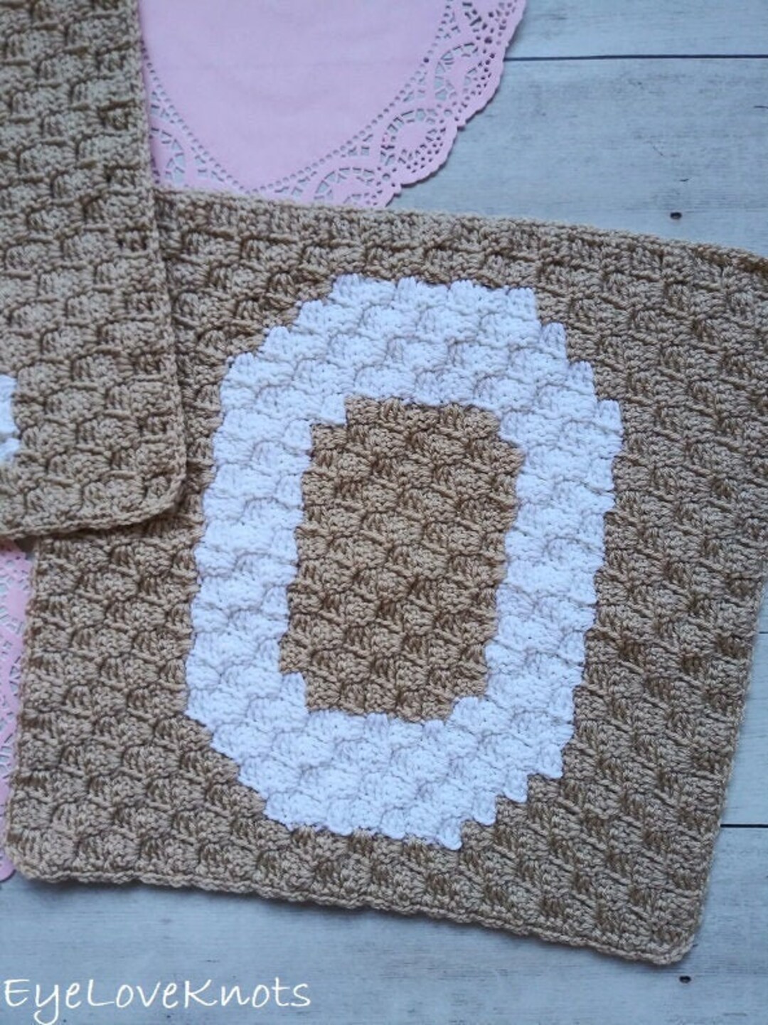 C2C Crochet Pattern, 18" C2C Alphabet Square, 18" Afghan Square ...