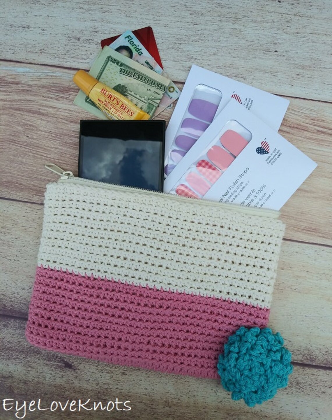 Cosmetic Bag Crochet Pattern, Hook Pouch Crochet Pattern, Dip Dyed ...